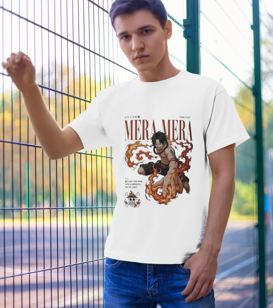 Mera Mera Fire Fist Portgas D Ace One Piece Anime T-Shirt