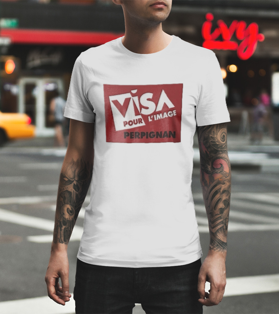 Visa Pour L'Image Perpignan Red Rectangular White Cutout T-Shirt