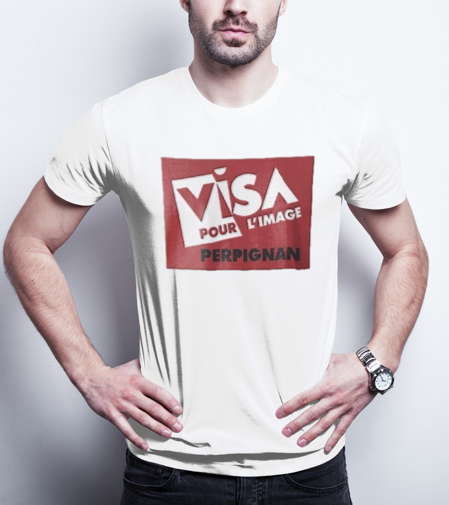 Visa Pour L'Image Perpignan Red Rectangular White Cutout T-Shirt