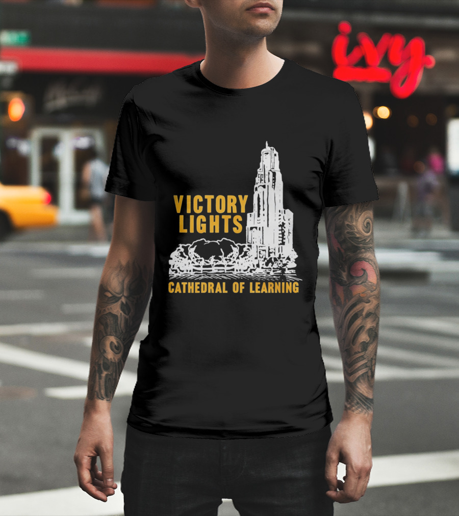 Victory Lights Cathedral Of Learning Pittsburgh Panthers T-Shirt