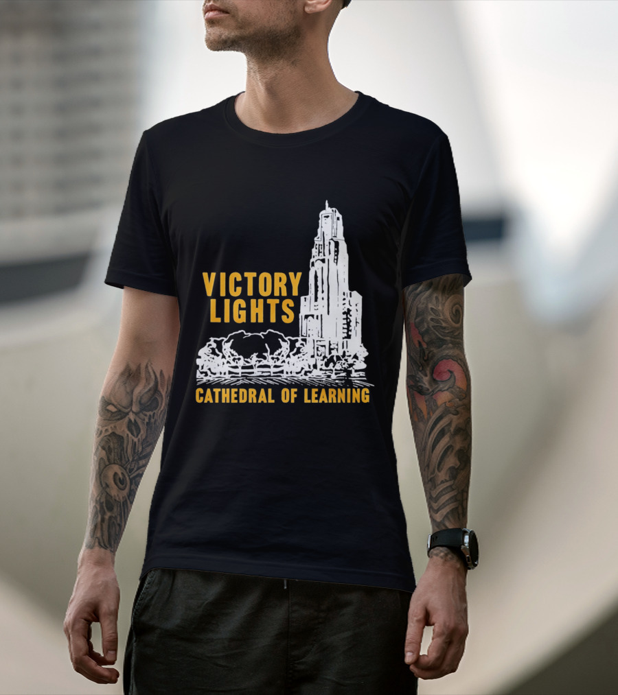 Victory Lights Cathedral Of Learning Pittsburgh Panthers T-Shirt