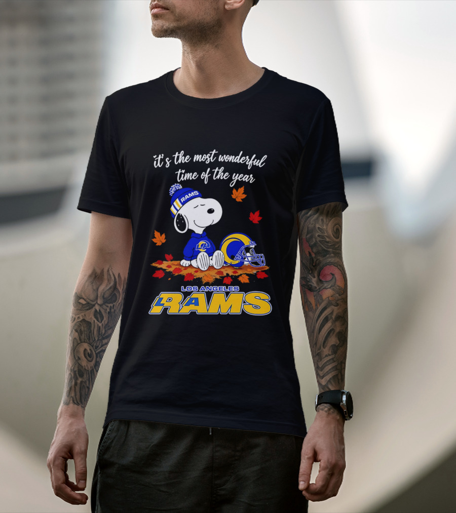 Snoopy Los Angeles Rams It's The Most Wonderful Time Of The Year T-Shirt
