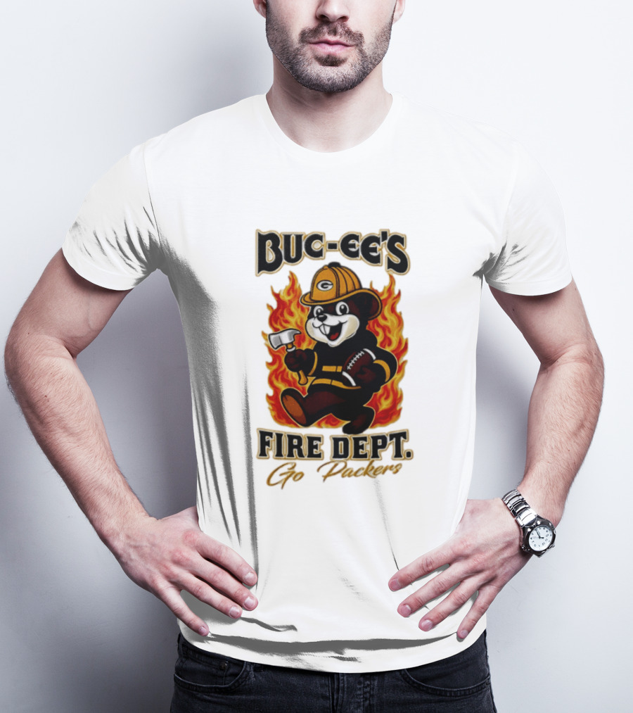 Buc Ee's Fire Dept Go Packers Axe Football Helmet T-Shirt