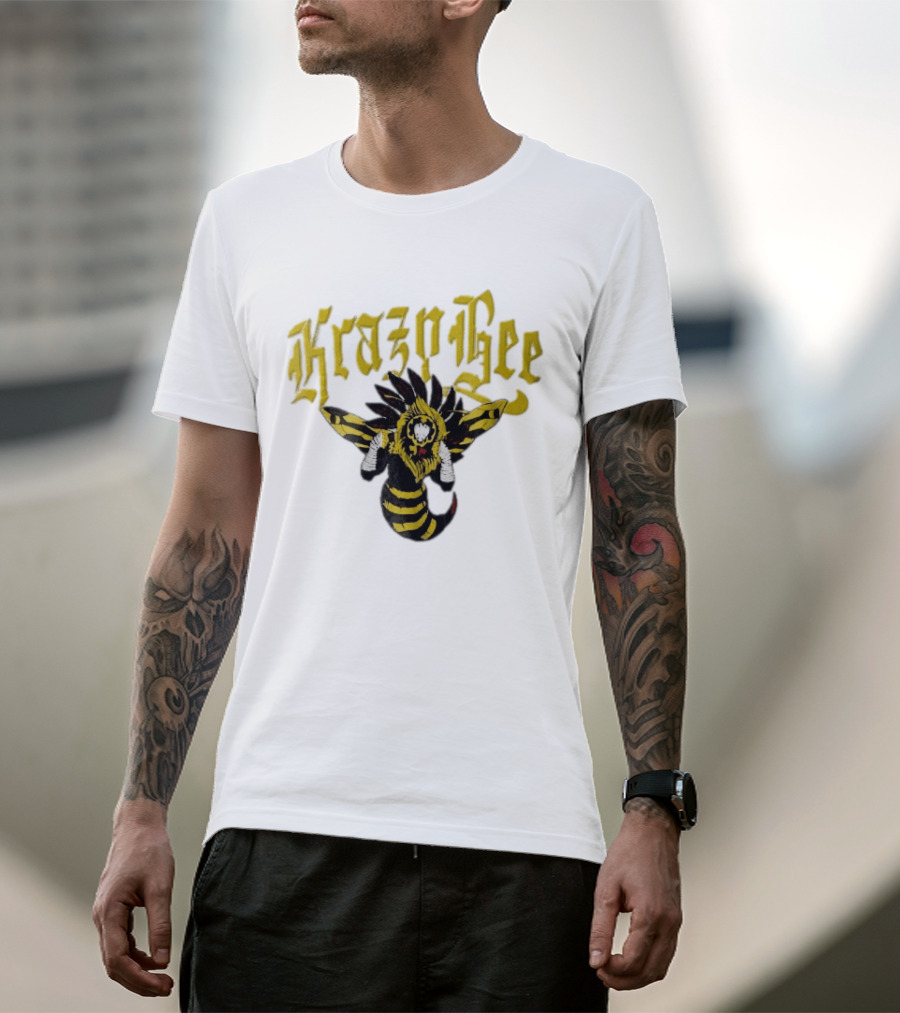 Krazy Bee Fighter Yellow Black Illustrated Bee T-Shirt
