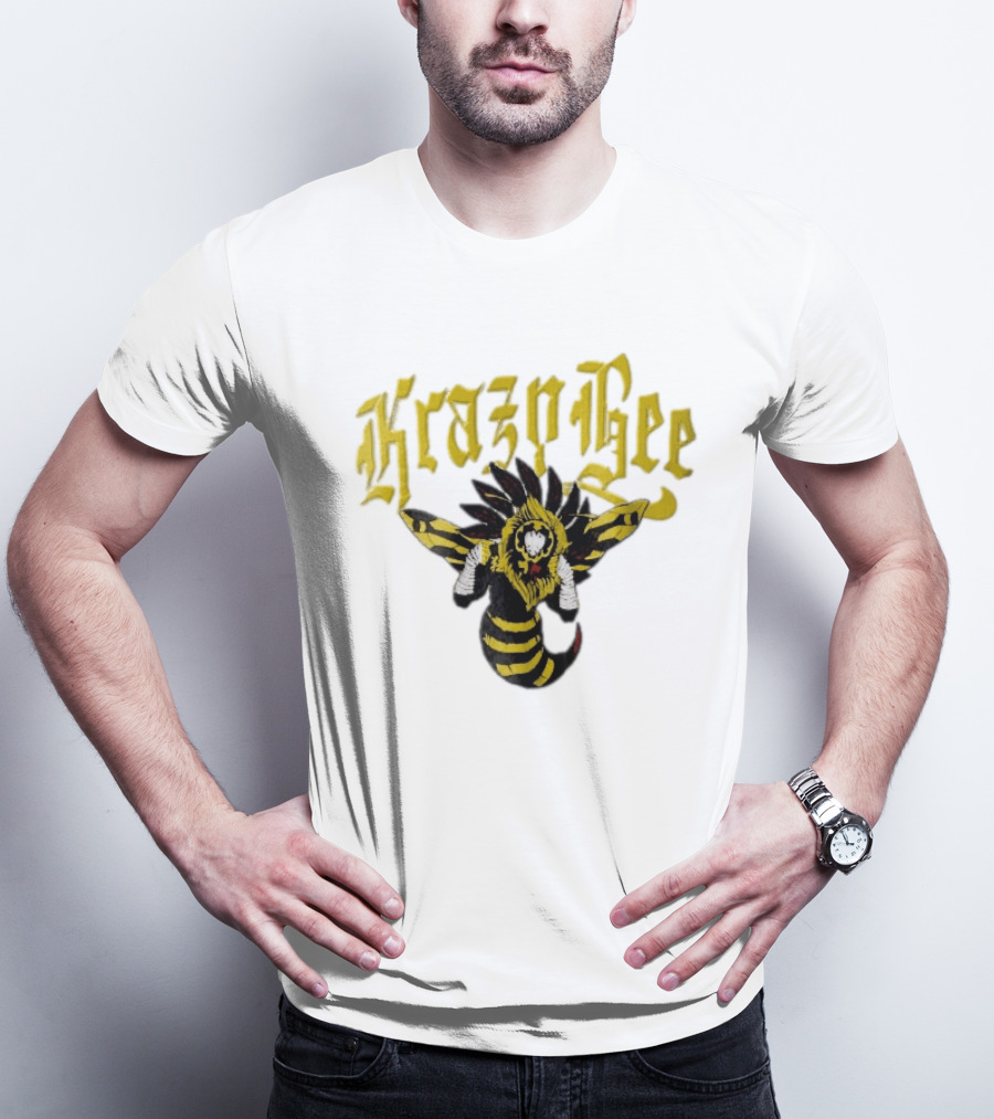 Krazy Bee Fighter Yellow Black Illustrated Bee T-Shirt