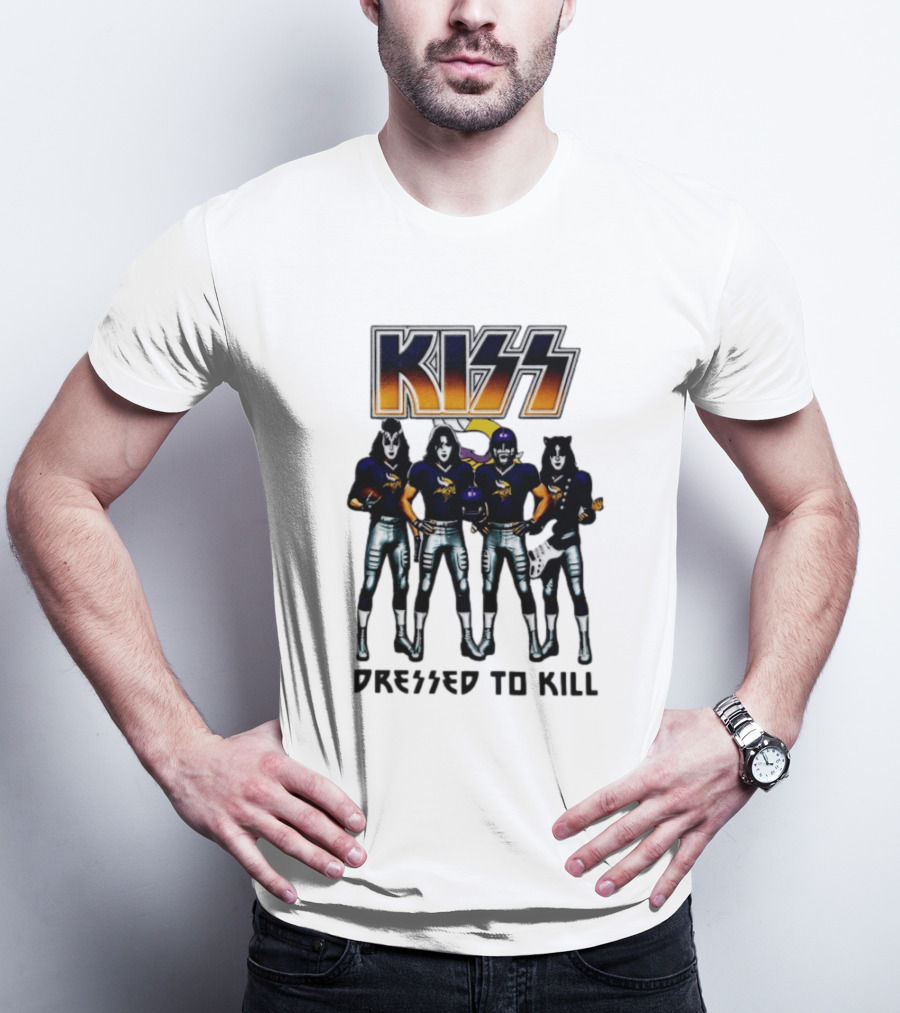 KISS Minnesota Vikings Dressed To Kill Football Fan T-Shirt