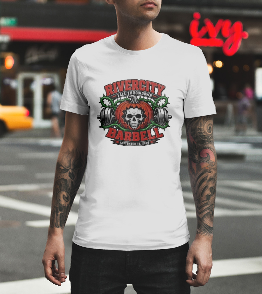 Rivercity Fall Throwdown Skull Pumpkin Barbell September 19 2026 T-Shirt