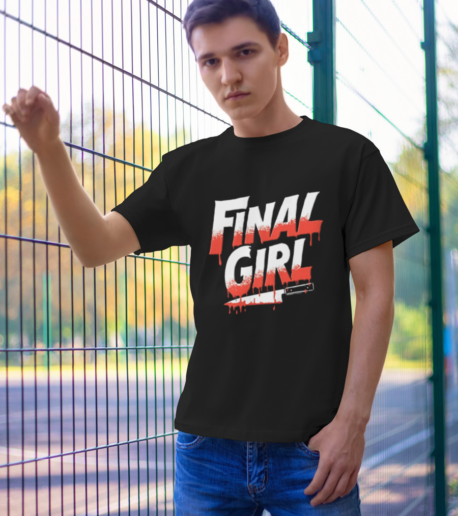 Final Girl Dripping Blood Kitchen Knife Horror Slasher T-Shirt