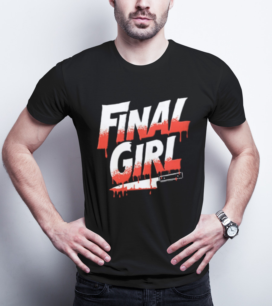 Final Girl Dripping Blood Kitchen Knife Horror Slasher T-Shirt