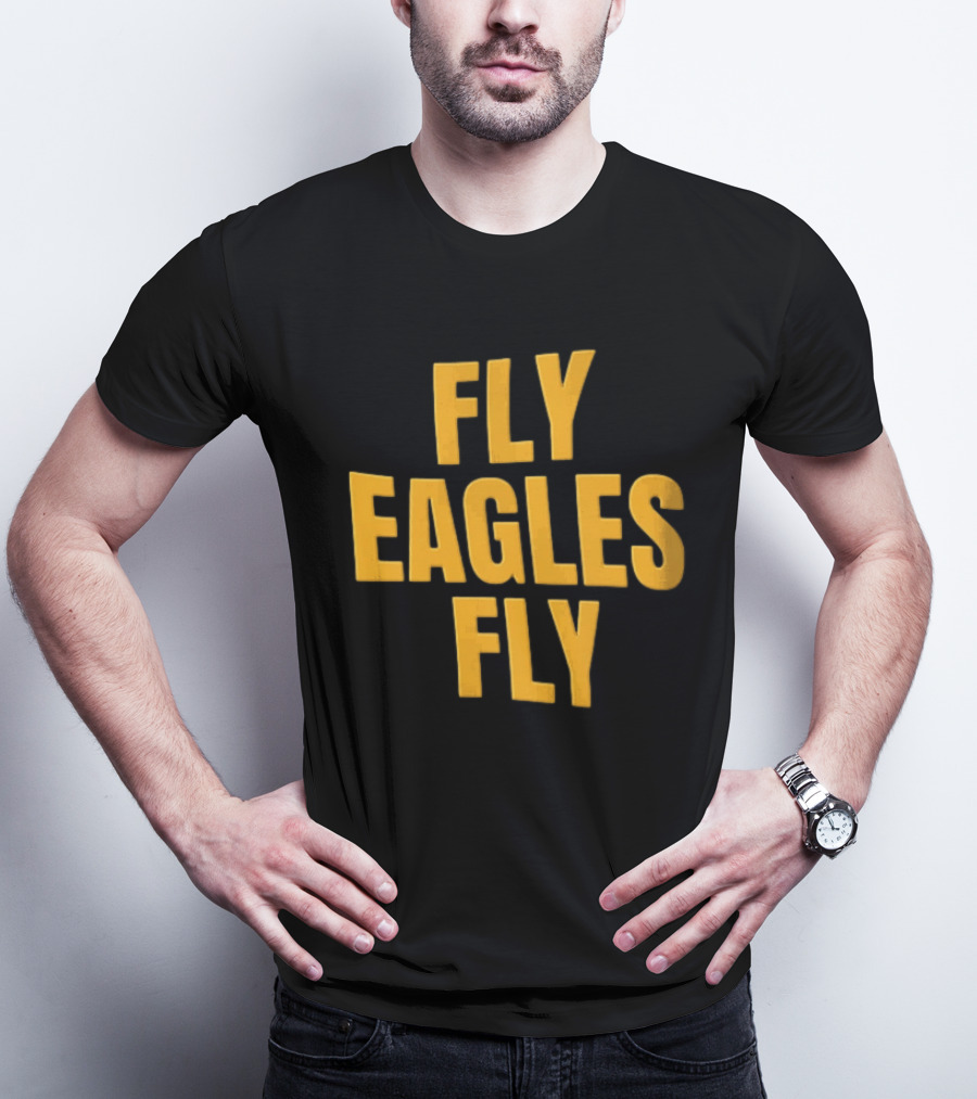 Fly Eagles Fly Philadelphia Yellow Stacked T-Shirt