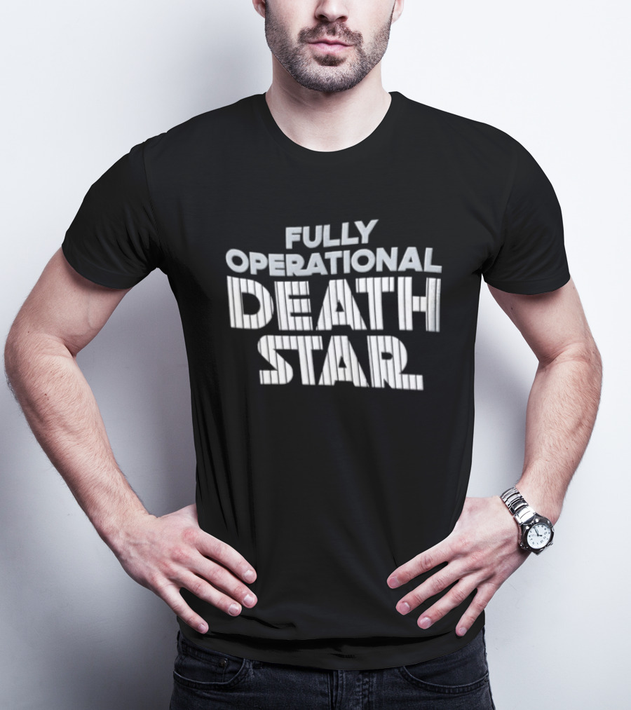 Death Star Fully Operational Pinstripe Lettering Roto Wear T-Shirt