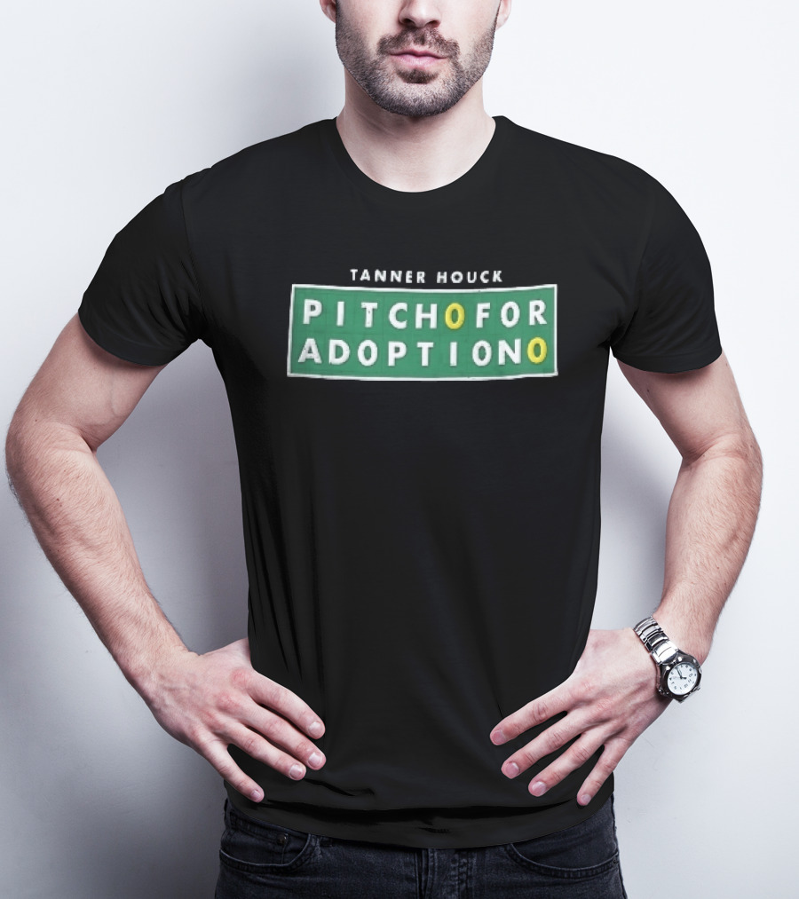 Tanner Houck Pitch For Adoption Green Scoreboard Tile T-Shirt