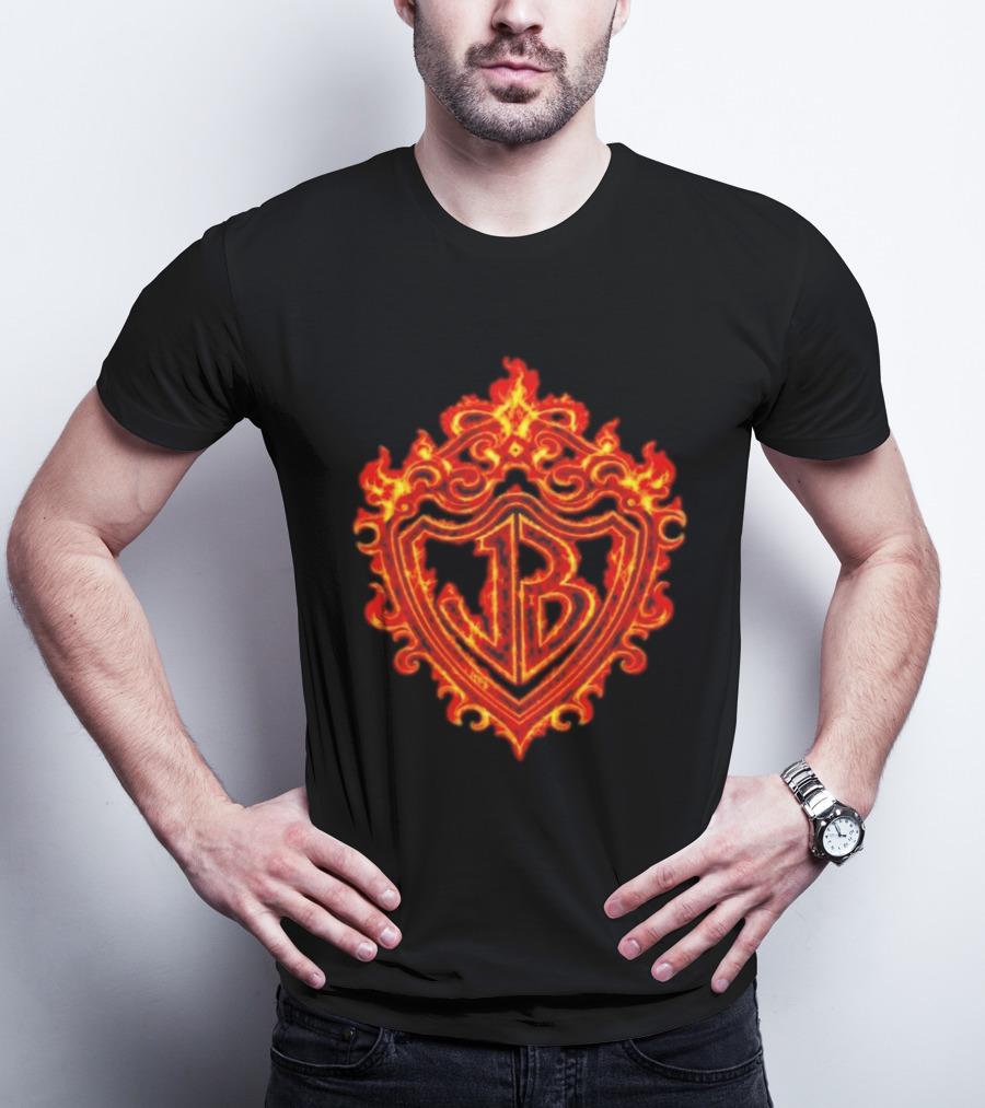 Jonas Brothers Burning Up All Over Again Tour JB Flaming Crest T-Shirt