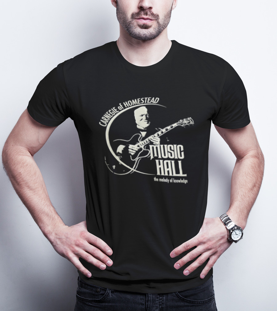 Carnegie Homestead Music Hall Stencil Archtop Guitar Sketch T-Shirt