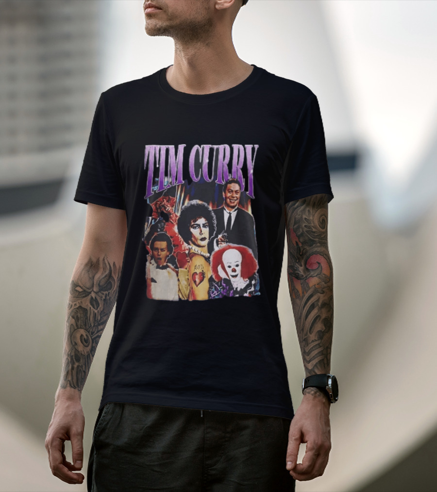 Tim Curry Dr Frank And Furter Pennywise Darkness Wadsworth Movie Roles Collage T-Shirt