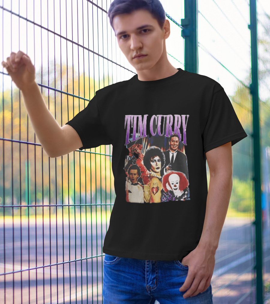 Tim Curry Dr Frank And Furter Pennywise Darkness Wadsworth Movie Roles Collage T-Shirt