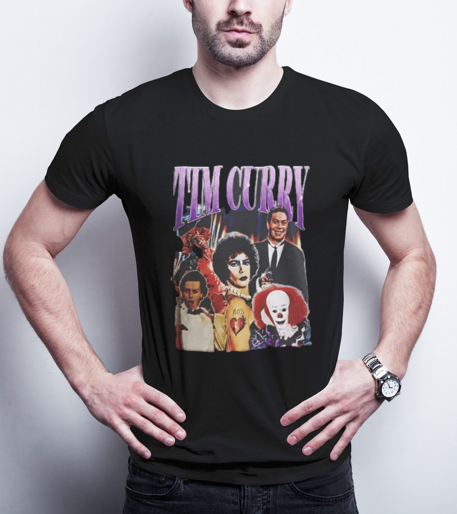 Tim Curry Dr Frank And Furter Pennywise Darkness Wadsworth Movie Roles Collage T-Shirt
