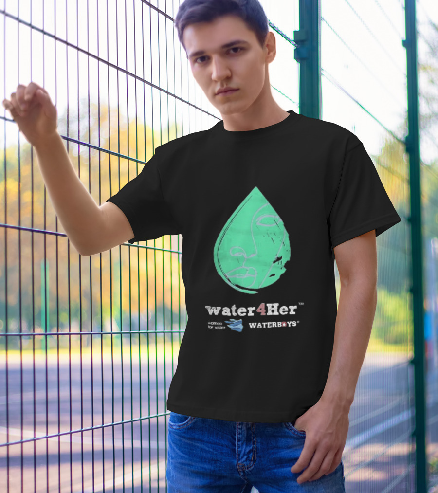 Water4Her Waterboys Green Waterdrop Line Face Women For Water T-Shirt