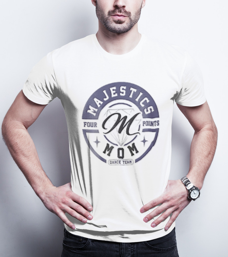 Majestics Mom Dance Team Cursive M Diamond Circle T-Shirt