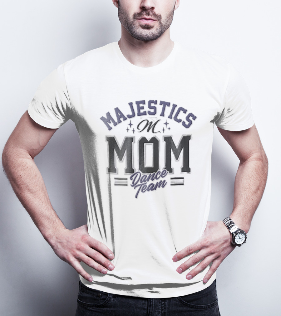 Majestics Mom Dance Team Sparkling Script Letter M T-Shirt