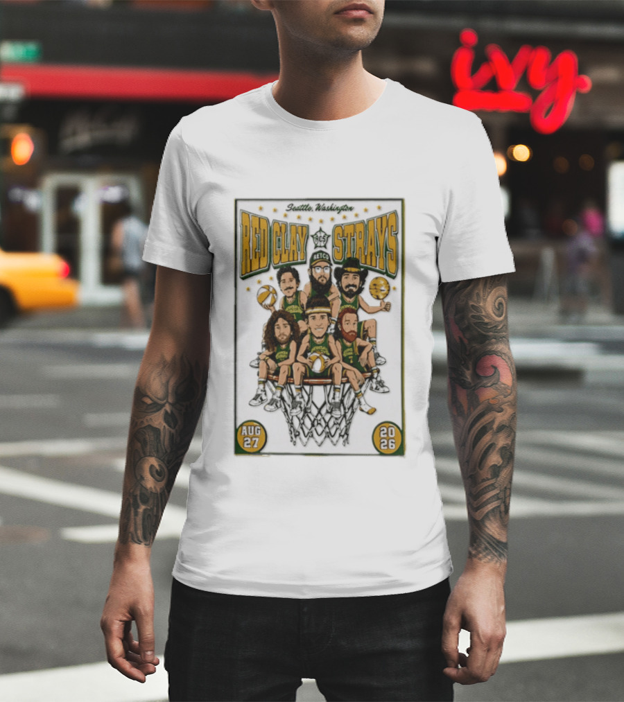 Seattle Washington Aug 27 2026 Red Clay Strays Basketball Tour T-Shirt