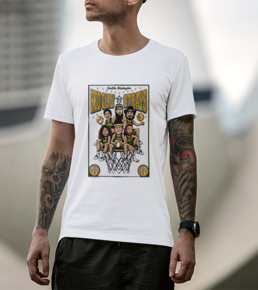 Seattle Washington Aug 27 2026 Red Clay Strays Basketball Tour T-Shirt