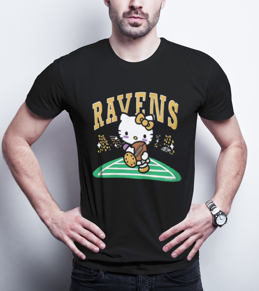 Hello Kitty Baltimore Ravens Football Collaboration T-Shirt