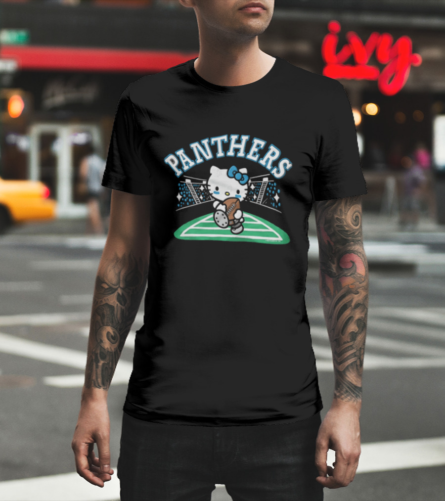 Hello Kitty Carolina Panthers Football Collaboration T-Shirt
