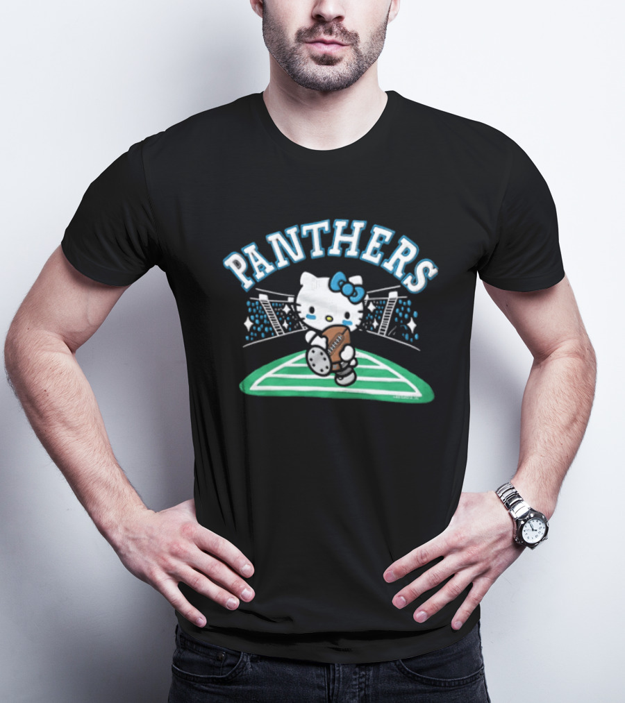 Hello Kitty Carolina Panthers Football Collaboration T-Shirt