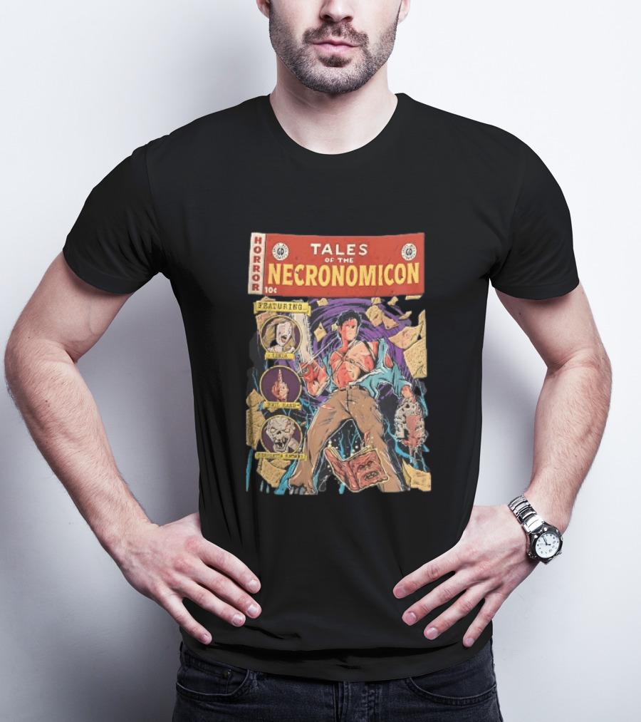 Tales Of The Necronomicon Horror Featuring Ash Williams Evil Dead Comic Book Bruce Campbell Linda Henrietta Knowby T-Shirt