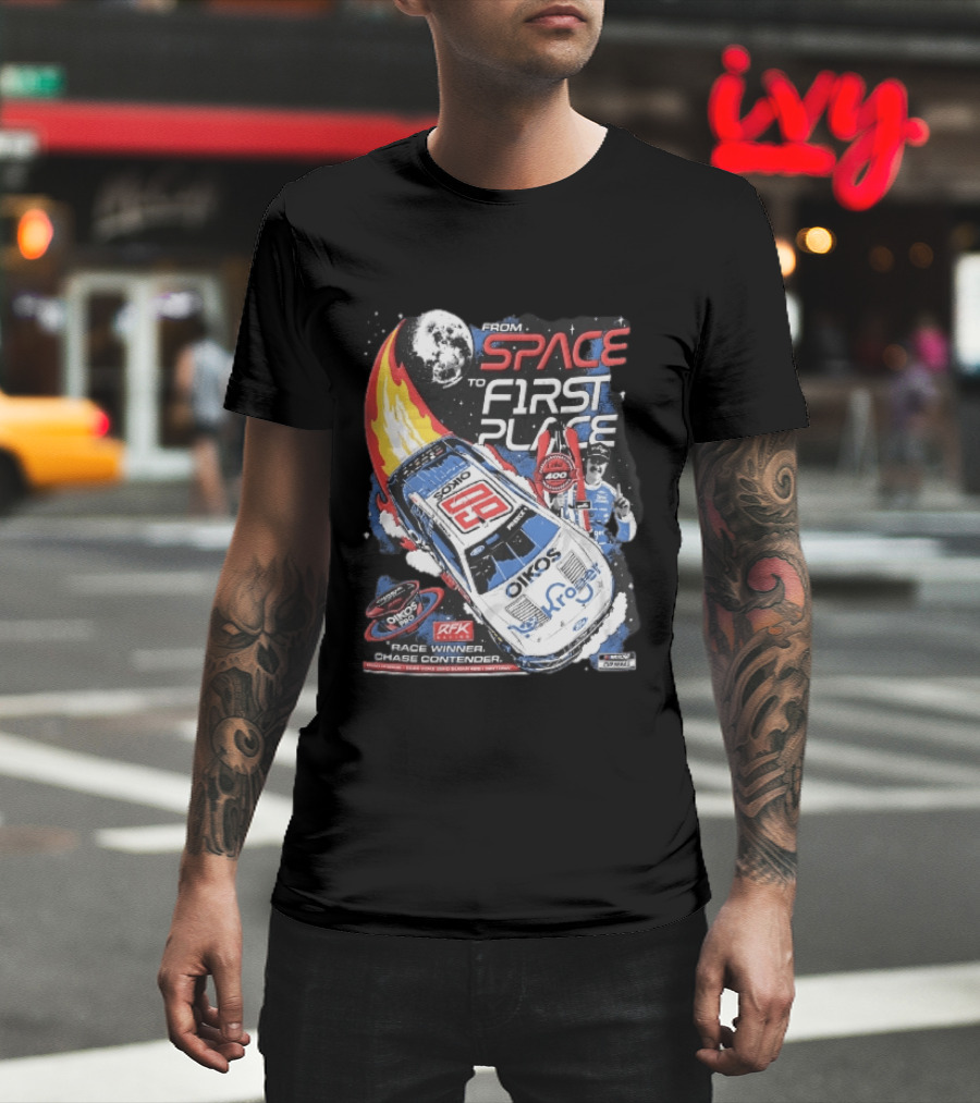 NASCAR From Space To First Place Ryan Preece RFK 2023 Race Winner Moon Flames Oikos 400 T-Shirt