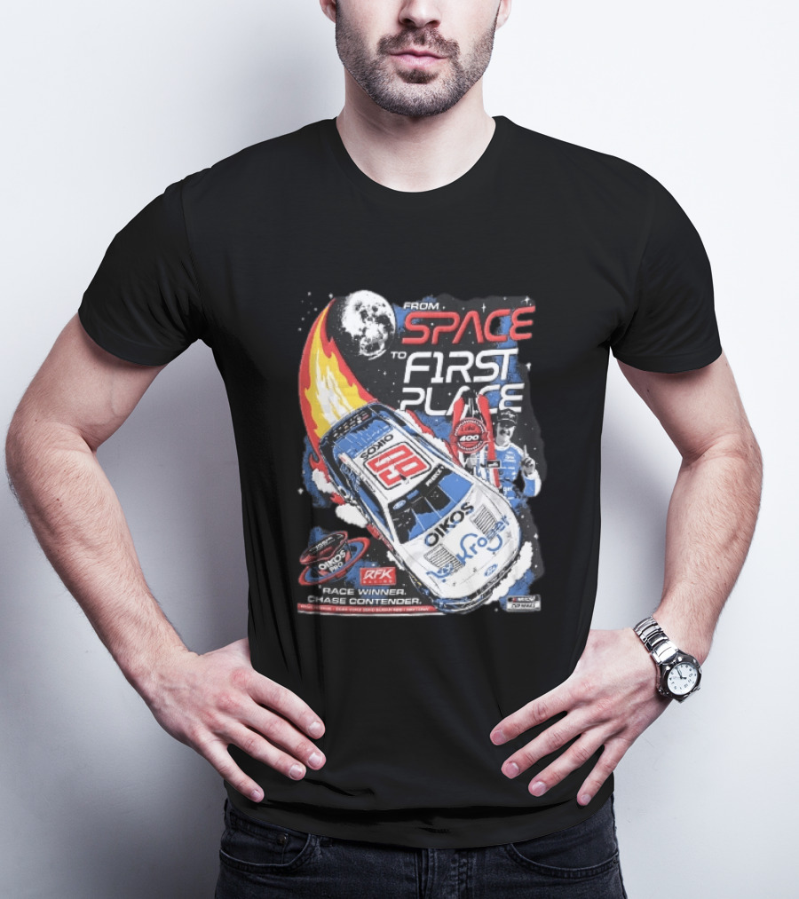 NASCAR From Space To First Place Ryan Preece RFK 2023 Race Winner Moon Flames Oikos 400 T-Shirt
