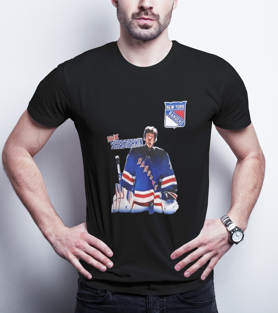 New York Rangers Igor Shesterkin NHL Goaltender Blue Uniform T-Shirt
