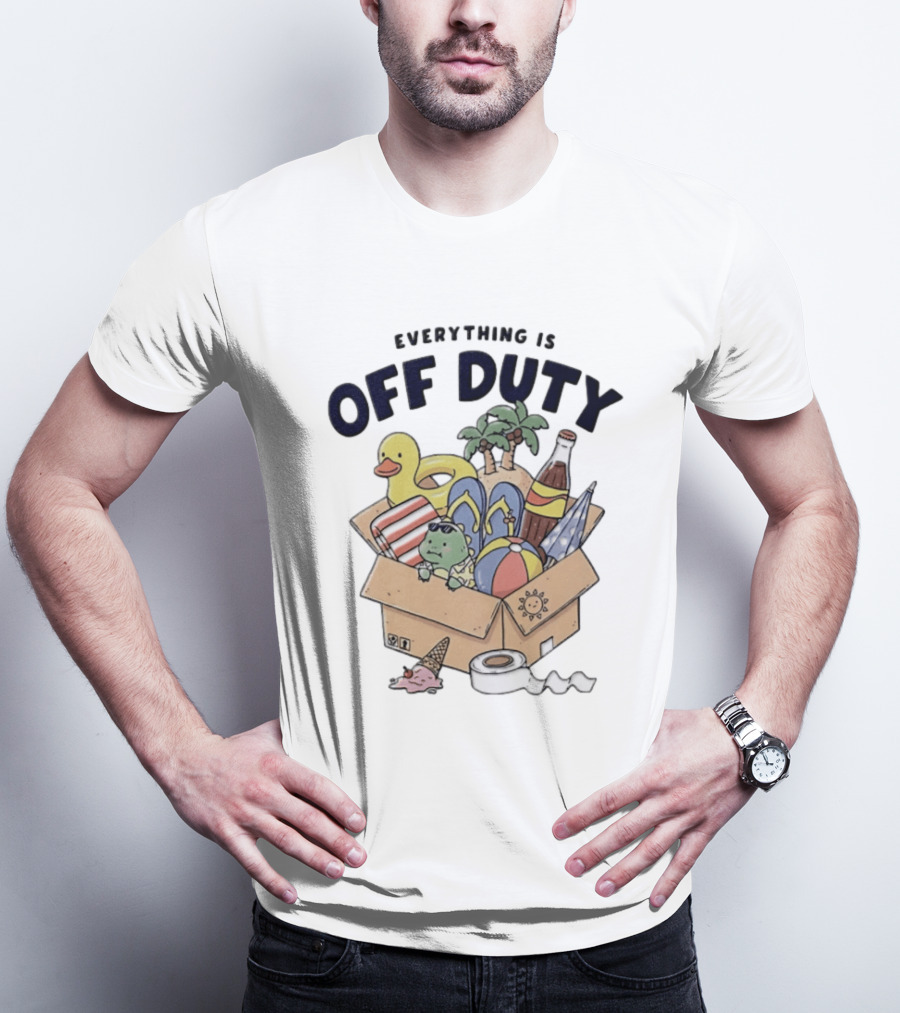 Everything Is Off Duty Cartoon Turtle And Beach Box T-Shirt