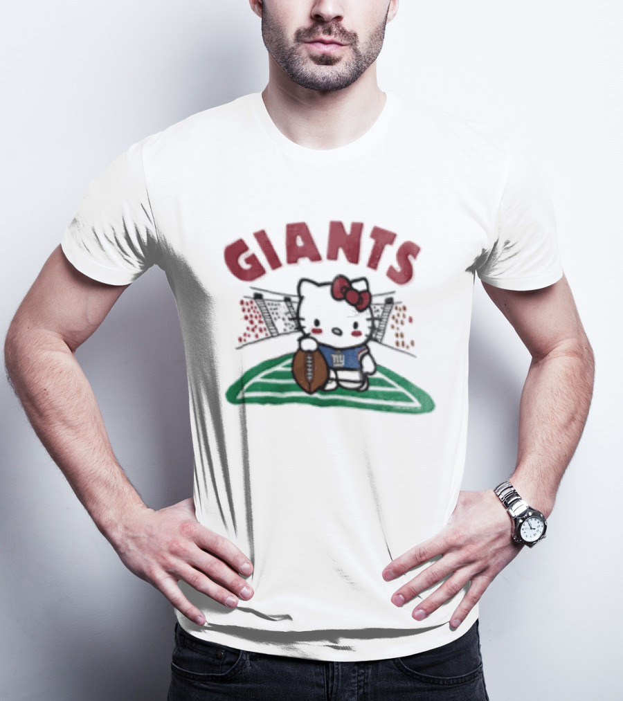 Hello Kitty New York Giants Collaboration Football Themed Holder T-Shirt