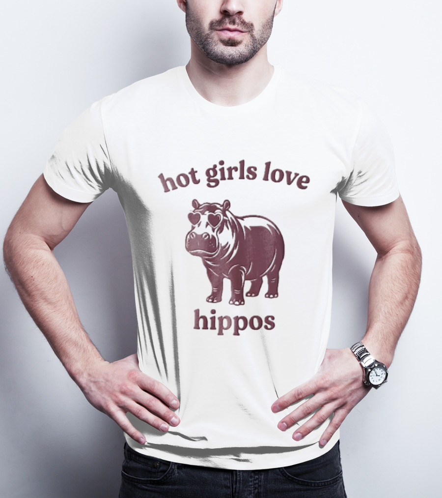 Hot Girls Love Hippos With Heart Glasses T-Shirt