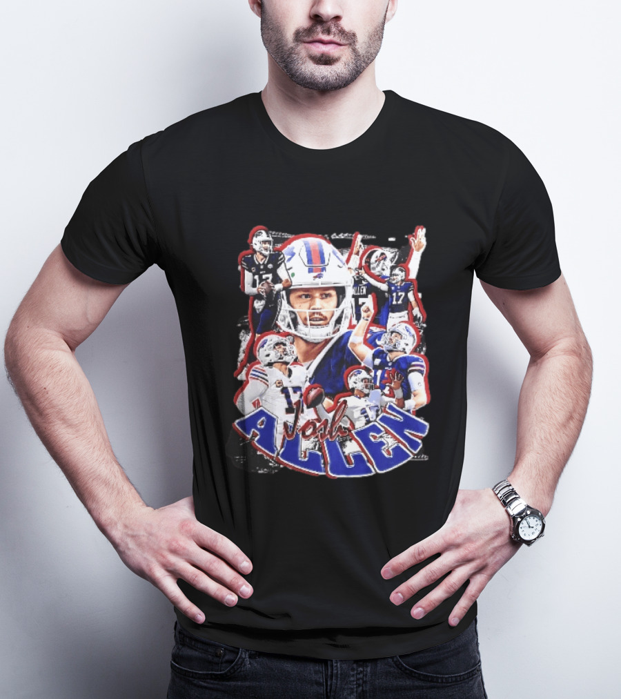Buffalo Bills Josh Allen Action Collage Football Player T-Shirt
