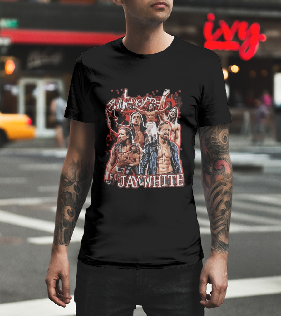 Jay White Switchblade Wrestling Montage Collage T-Shirt
