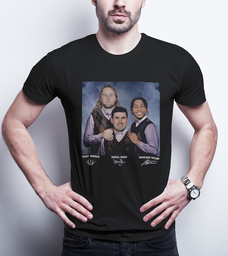 Indianapolis Football Step Bros Jonathan Taylor Daniel Jones Tyler Warren T-Shirt