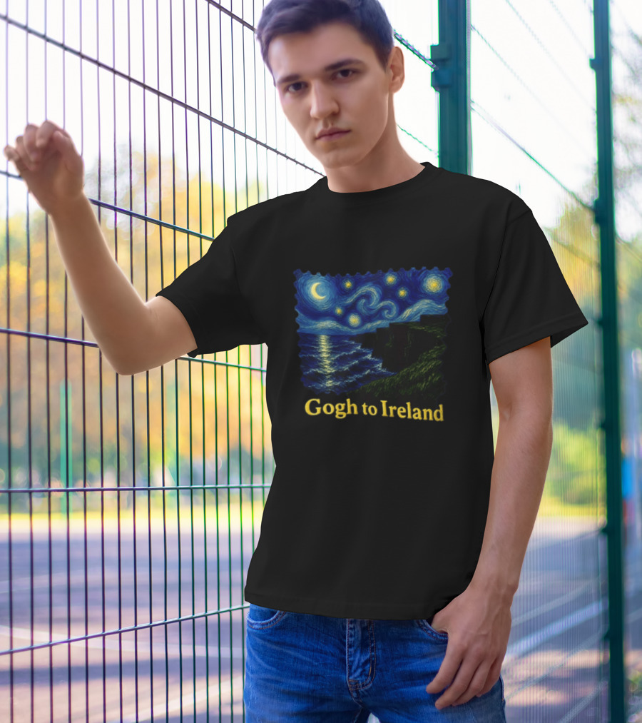 Van Gogh Starry Night Cliffs Overlook Gogh To Ireland T-Shirt