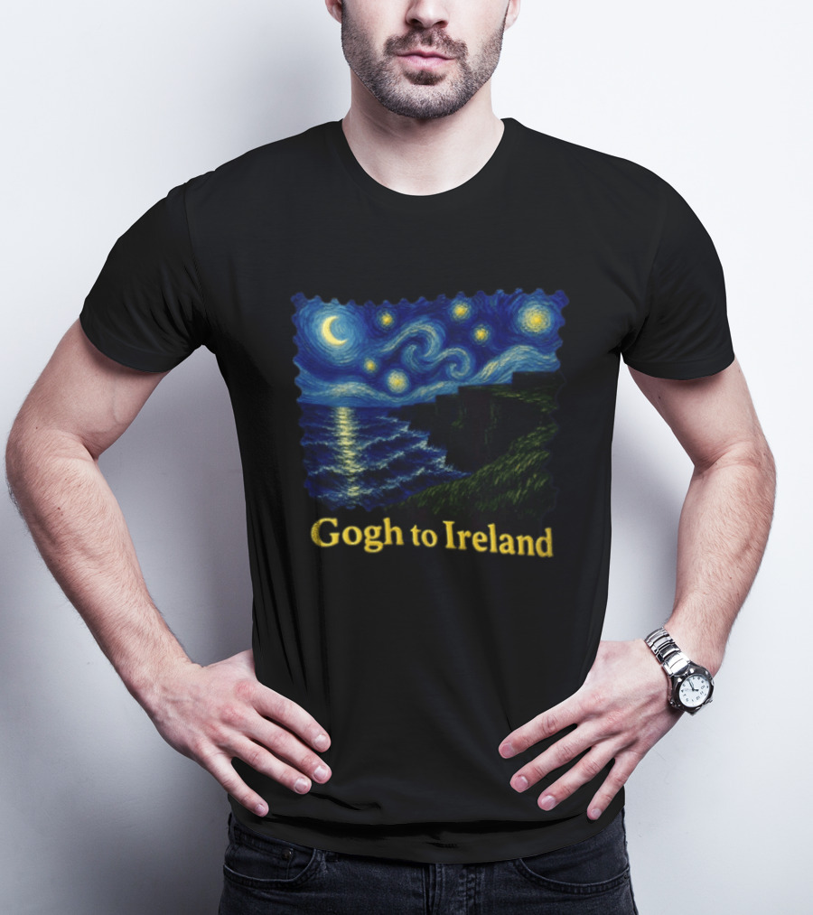 Van Gogh Starry Night Cliffs Overlook Gogh To Ireland T-Shirt