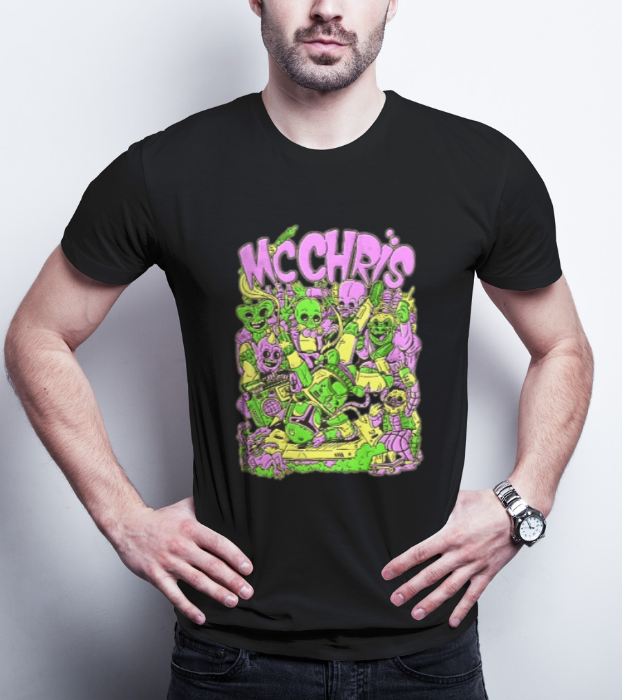 MC Chris Cartoon Characters Party Alien Boombox Fun T-Shirt