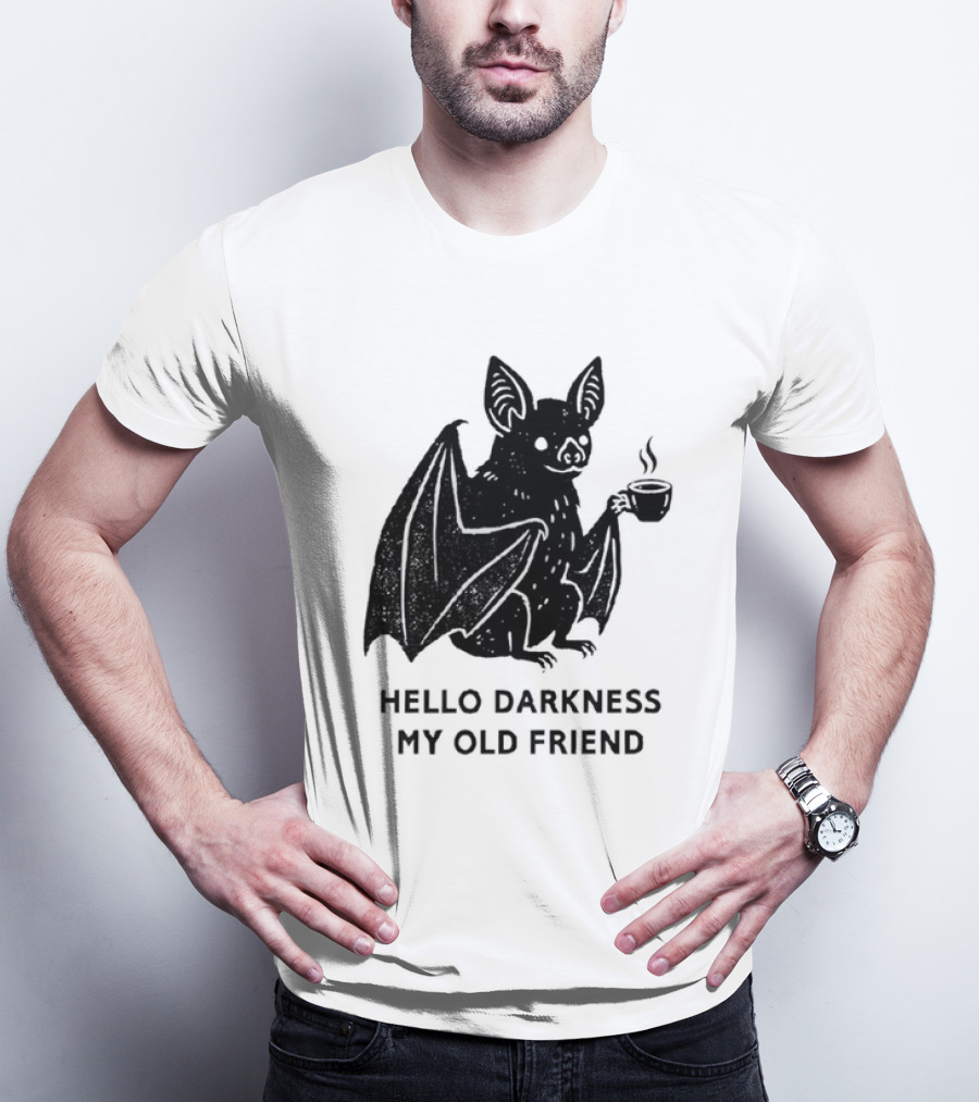Bat With Coffee Hello Darkness My Old Friend T-Shirt
