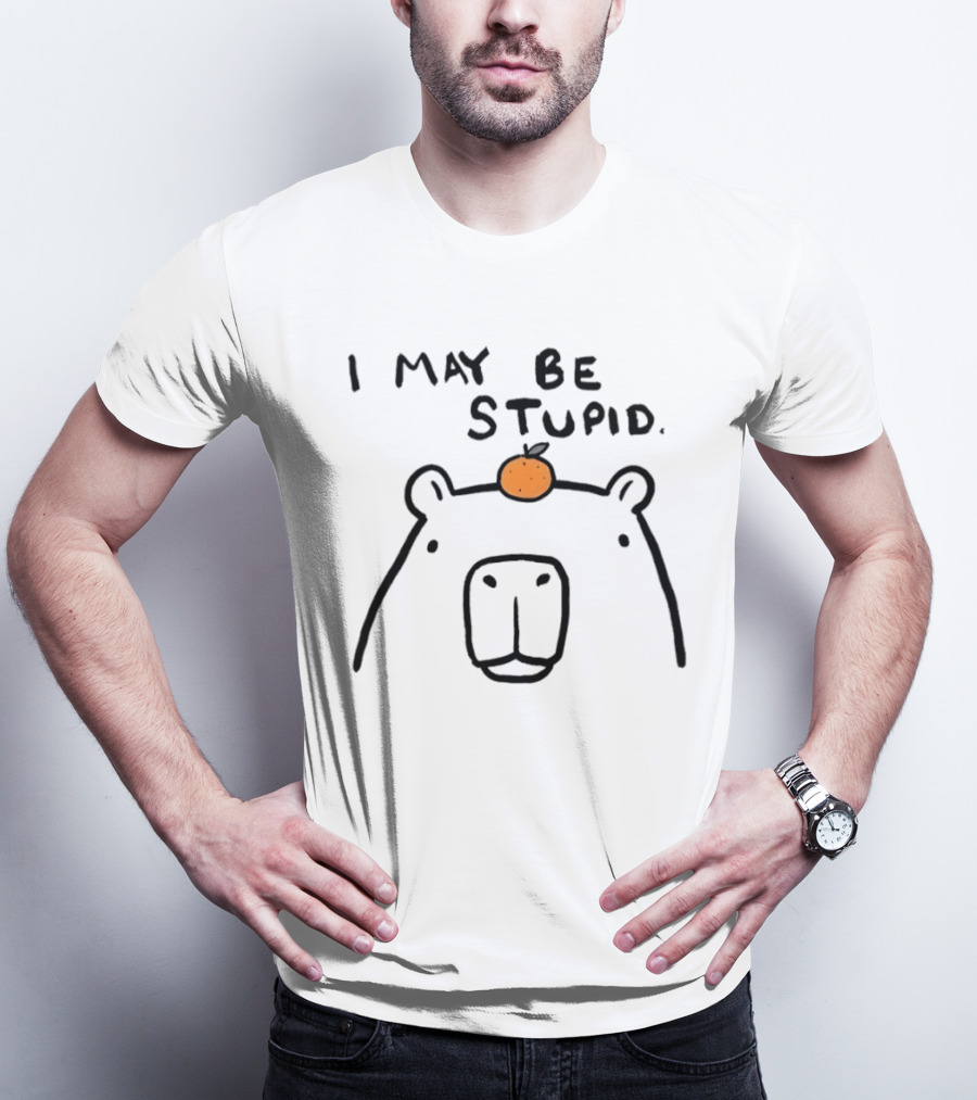Capybara Orange I May Be Stupid T-Shirt