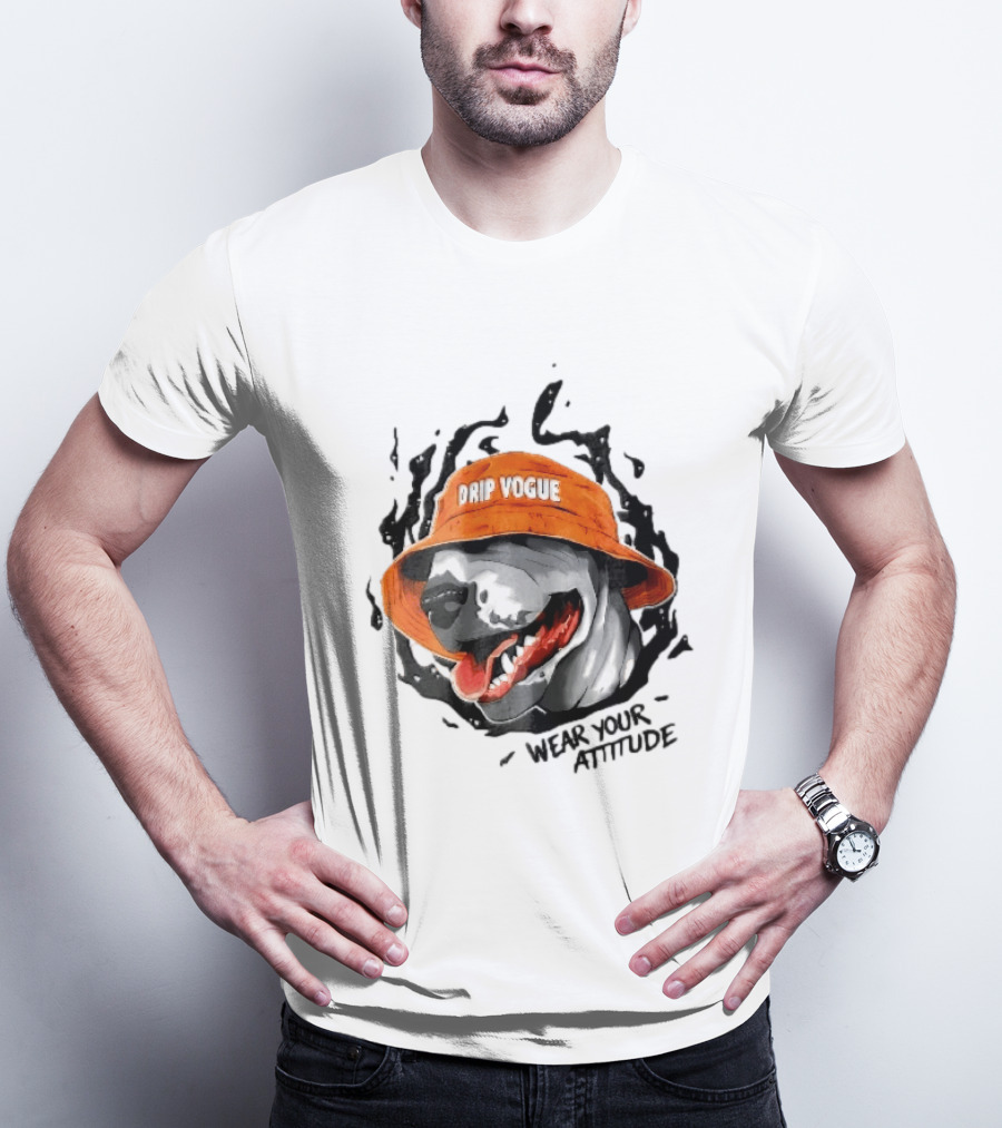 Drip Vogue Wear Your Attitude Dog Bucket Hat Trendy T-Shirt