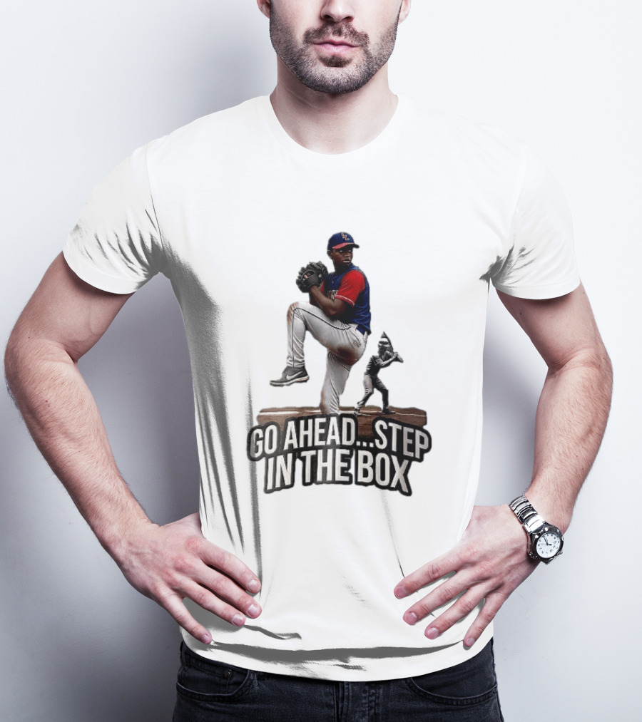 Go Ahead Step In The Box Baseball Pitcher And Batter Challenge T-Shirt