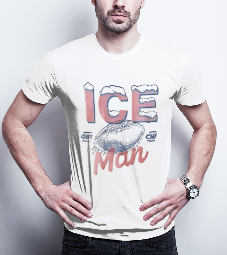 Ice Man QB1 CHI Football Sports Bold Red And Blue T-Shirt