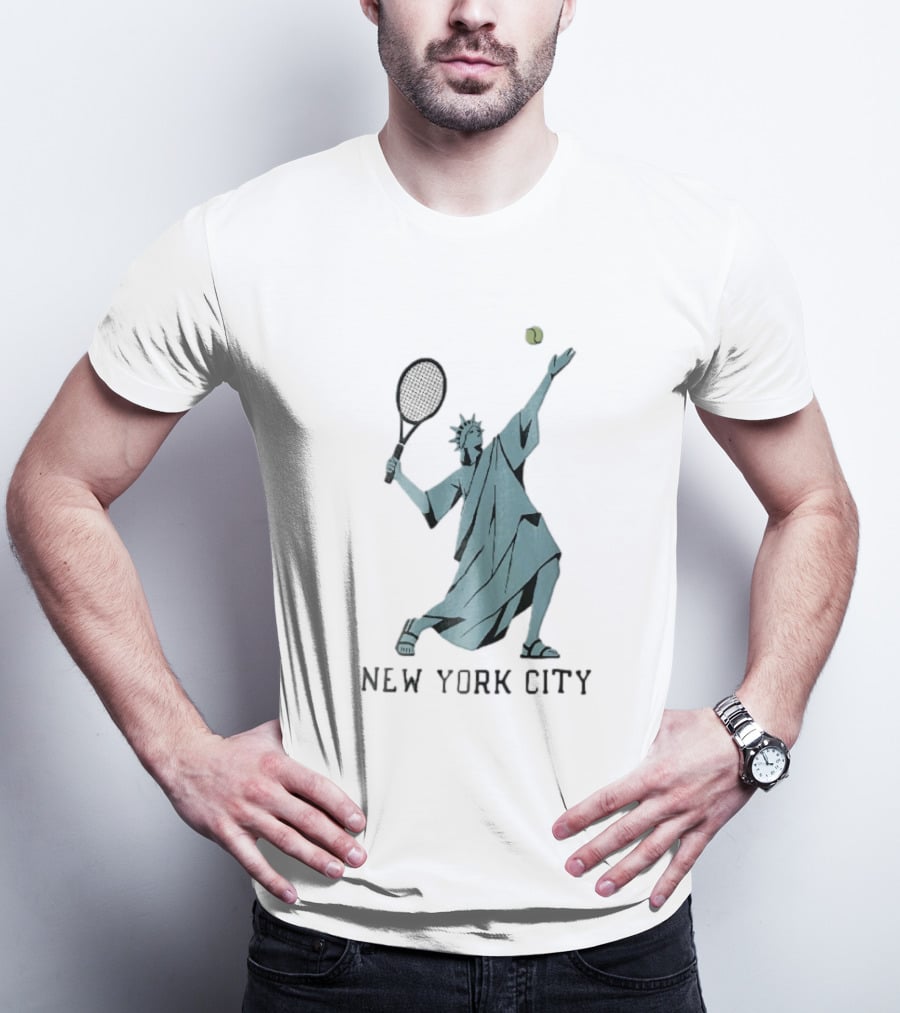 New York City Statue Of Liberty Playing Tennis T-Shirt