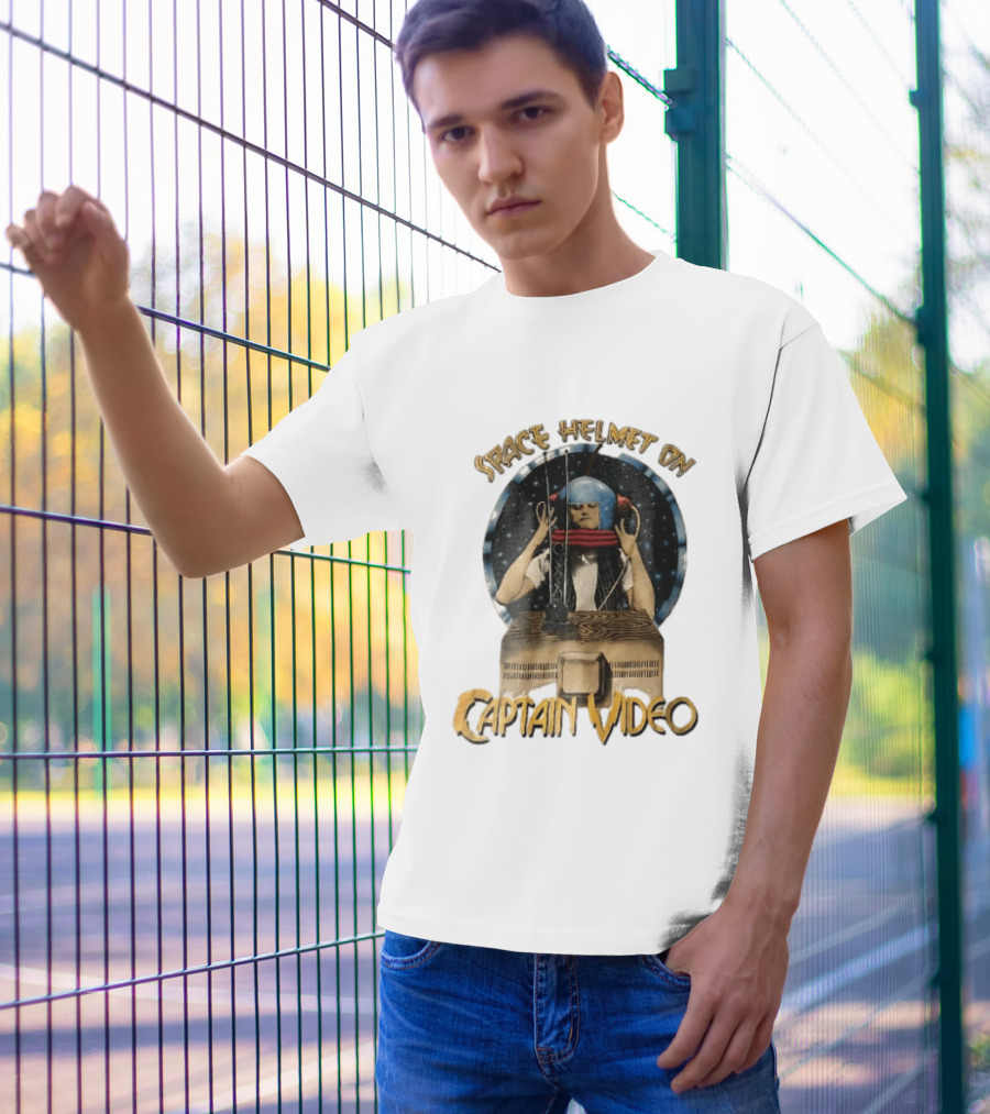 Space Helmet On Captain Video Retro Sci Fi Adventure T-Shirt