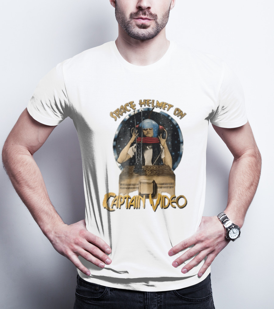 Space Helmet On Captain Video Retro Sci Fi Adventure T-Shirt